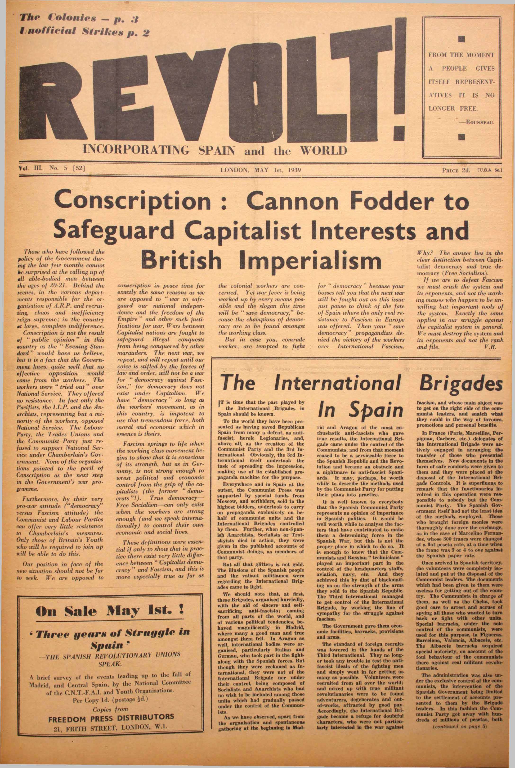 Revolt! No. 5 (1 May 1939) | libcom.org